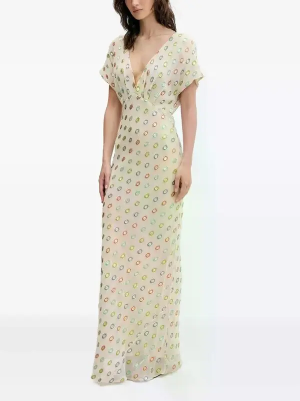 NEVER FULLY DRESSED Embellished V-neck Maxi Dress