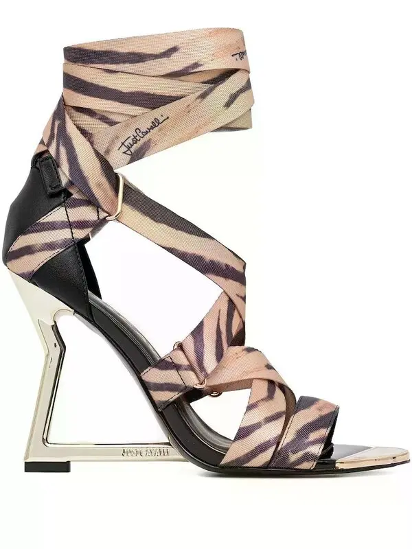 Just Cavalli Zebra-print Ribbon-tie Sandals