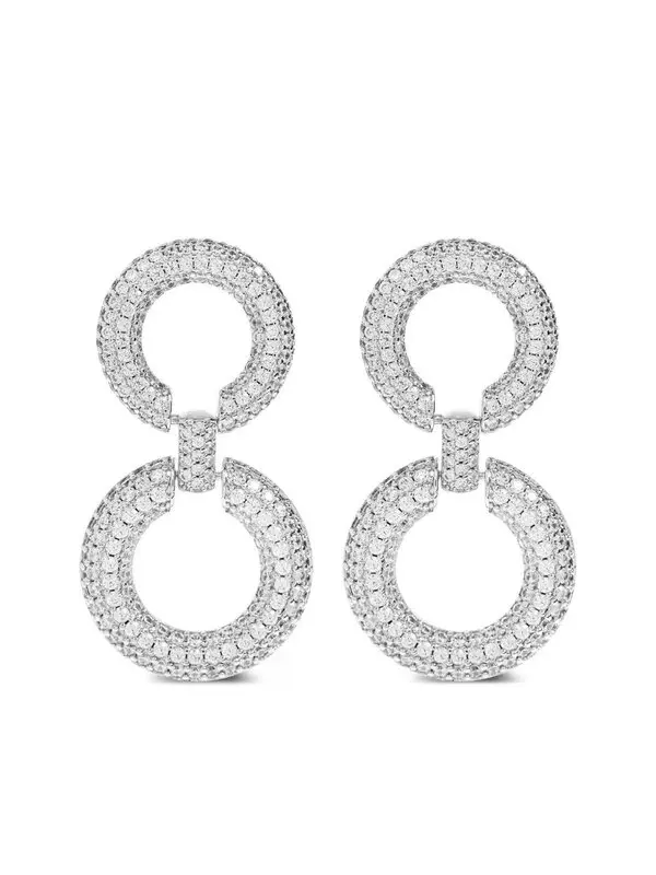 SELF-PORTRAIT Crystal-embellished Double-circle Earrings - Silver
