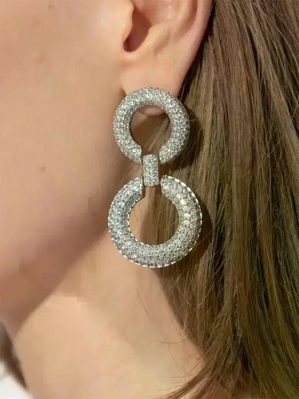 SELF-PORTRAIT Crystal-embellished Double-circle Earrings