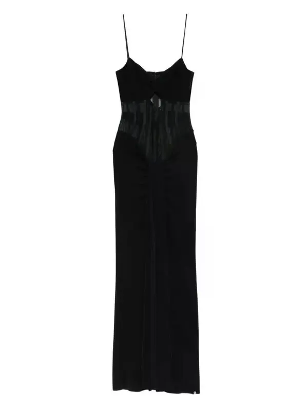 NISSA Twist-front Sheer-insert Maxi Dress