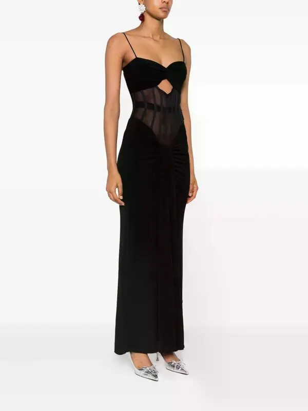 NISSA Twist-front Sheer-insert Maxi Dress