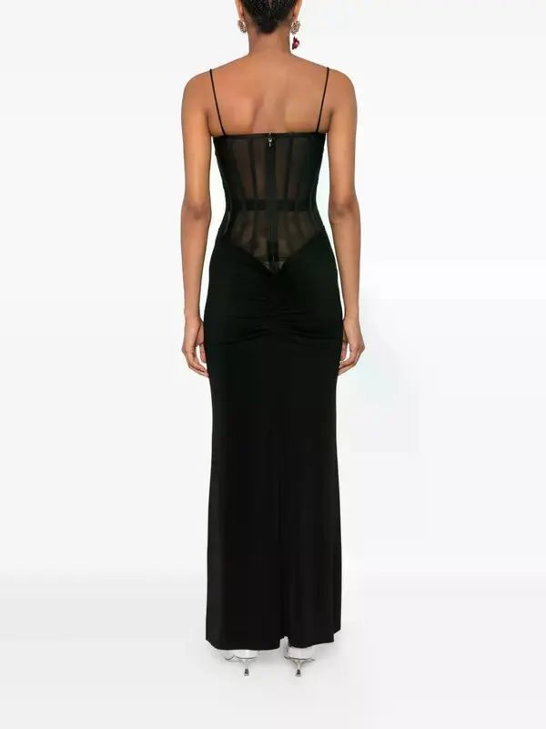 NISSA Twist-front Sheer-insert Maxi Dress