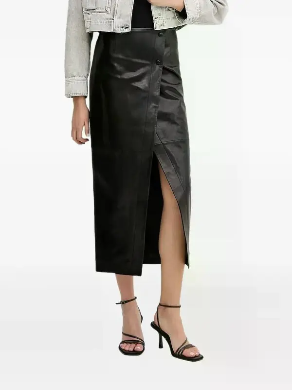 IRO PARIS Button-front Leather Midi Skirt