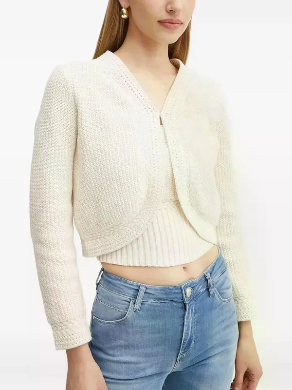 Guess Cable-knit Cropped Cardigan