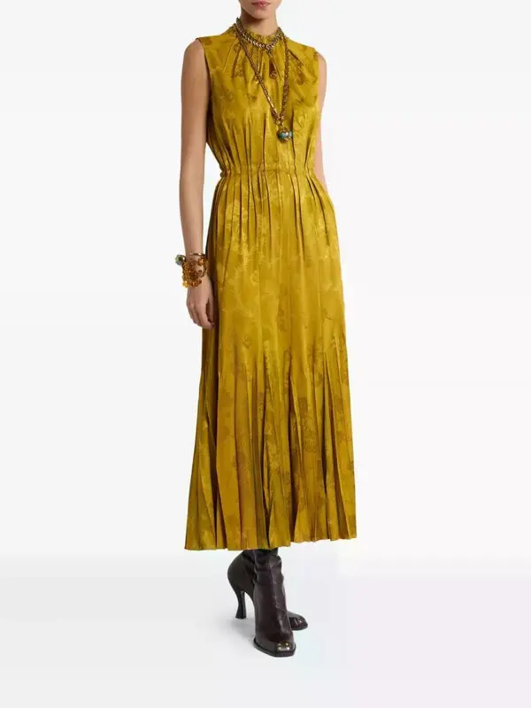Etro Leaf-jacquard Pleated Dress