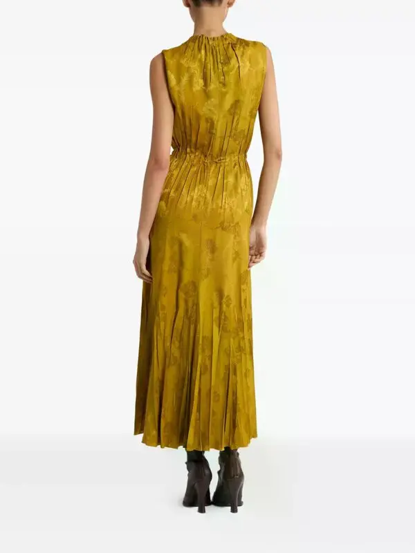 Etro Leaf-jacquard Pleated Dress