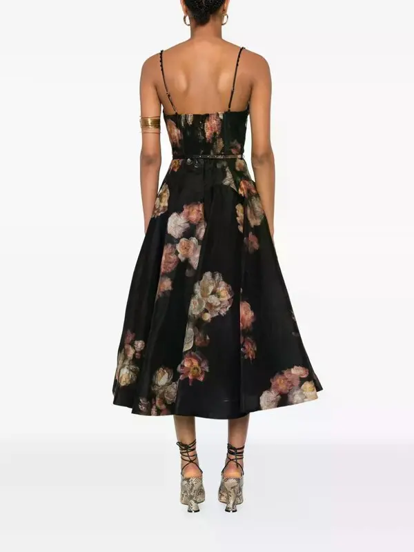 Zimmermann Hypnotic Twist Floral-print Midi Dress - Black
