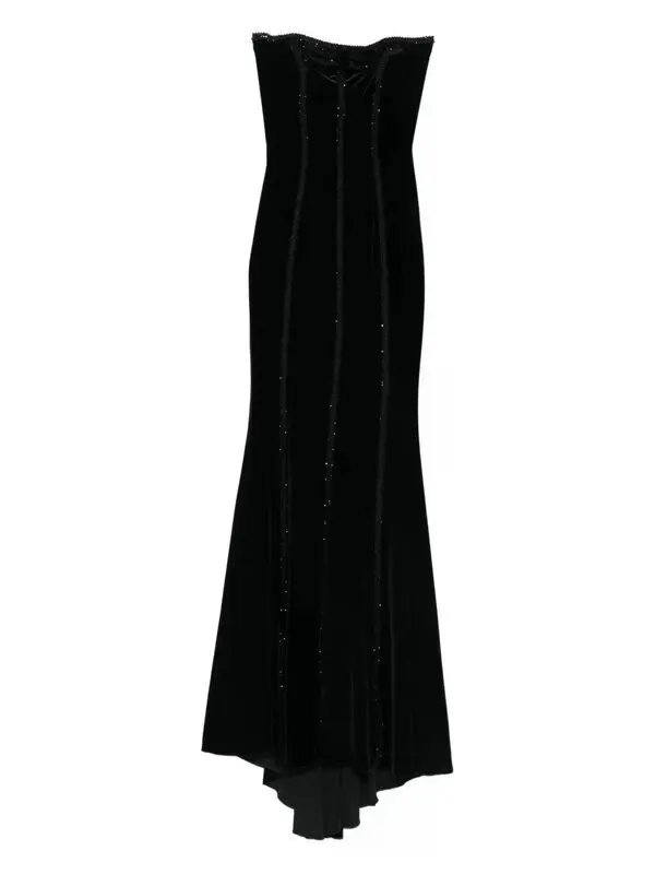 NISSA Embellished Velvet Strapless Fishtail Maxi Dress