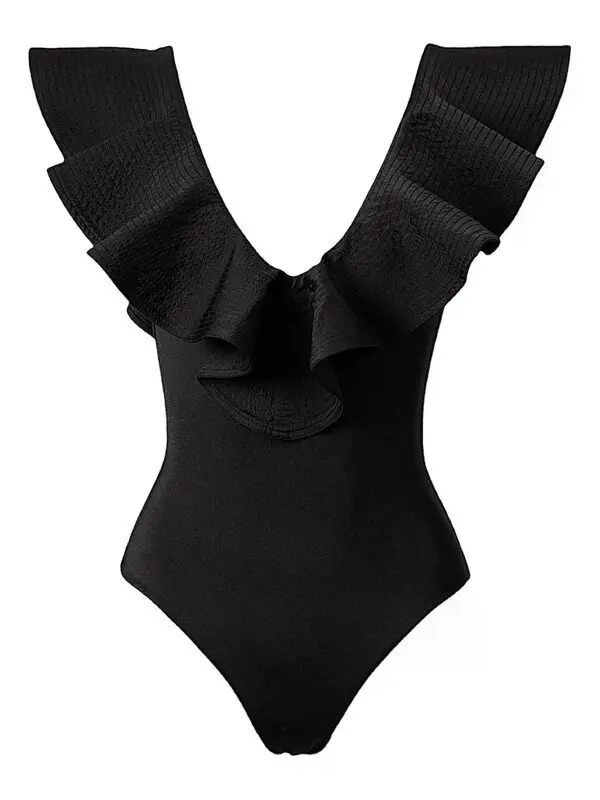 SOFIA ERHAN Stella Ruffle-detail Swimsuit - Black