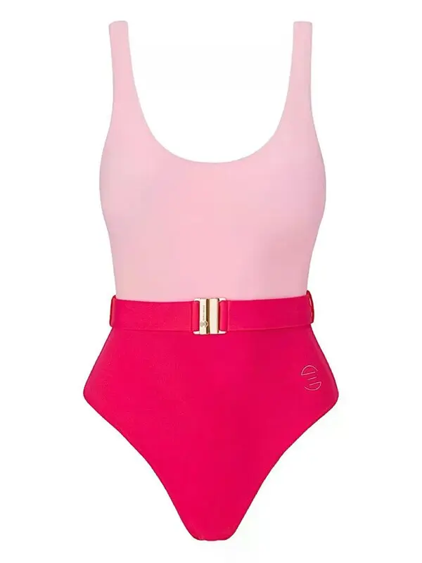 SOFIA ERHAN Belted Color-block One-piece Swimsuit - Pink