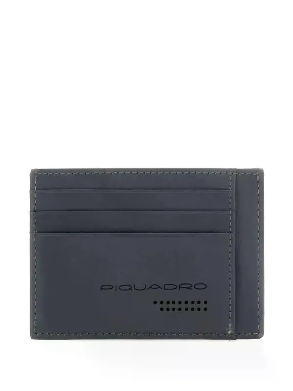 PIQUADRO Debossed-logo Leather Cardholder - Grey