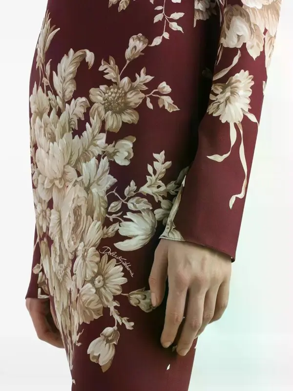 Dolce & Gabbana Floral-print Long-sleeve Midi Dress