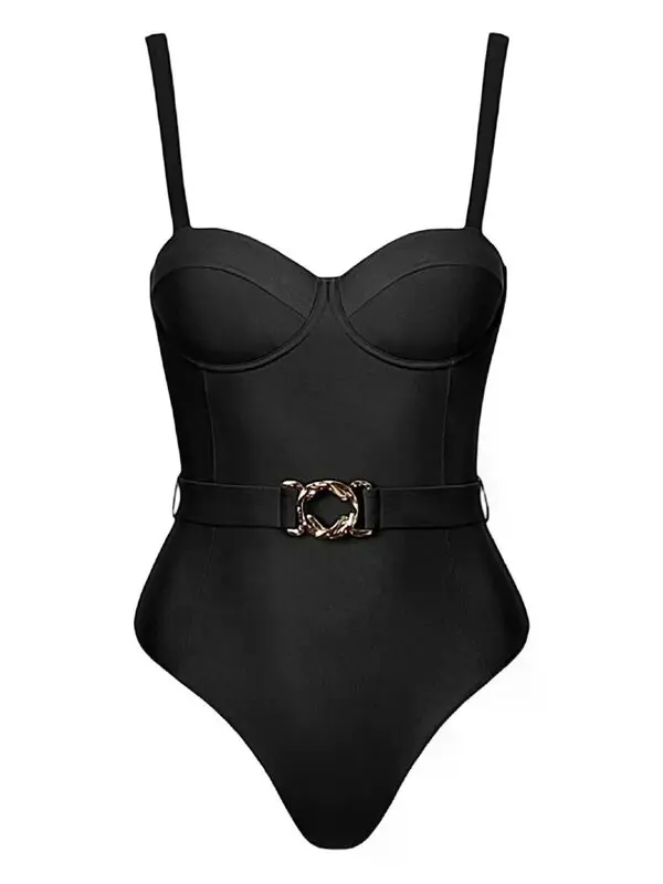 SOFIA ERHAN Belted Sleeveless One-piece Swimsuit - Black