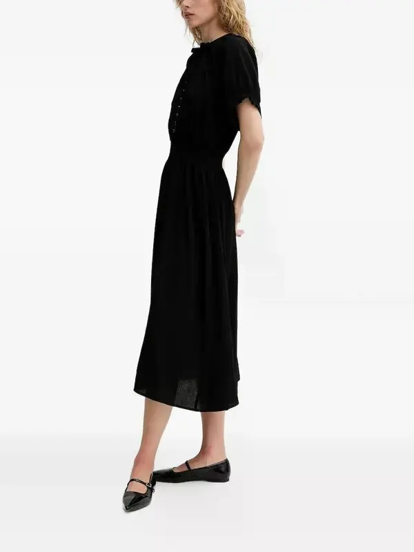 SESSUN Puff-sleeve Button-front Midi Dress