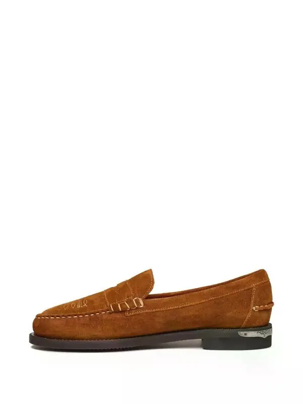 SEBAGO Embroidered Suede Loafers