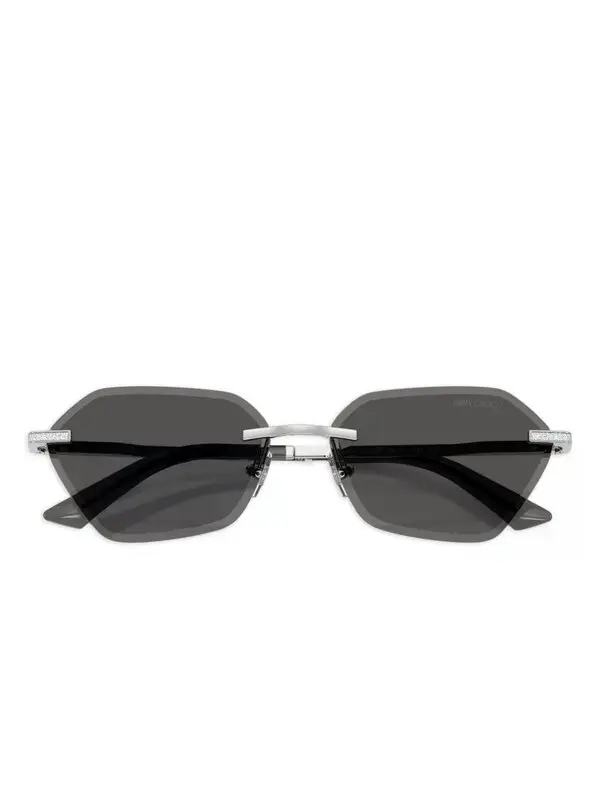JIMMY CHOO Geometric-frame Glitter-detail Sunglasses