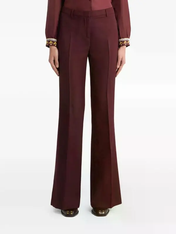 Etro Cool Wool Paisley Jacquard Trousers - Red