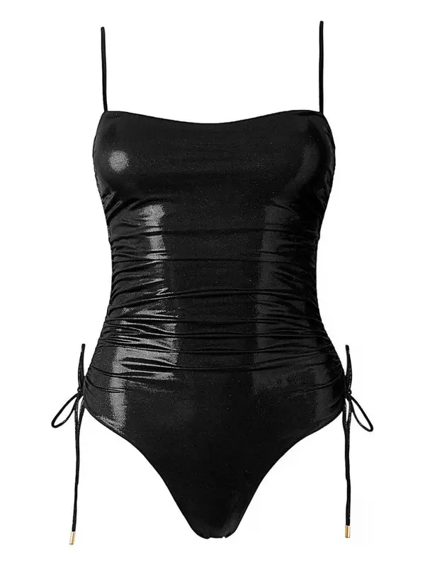 SOFIA ERHAN Metallic-effect Side-tie One-piece Swimsuit - Black