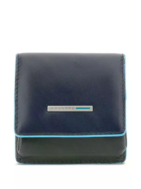 PIQUADRO Button-fastening Leather Wallet - Blue