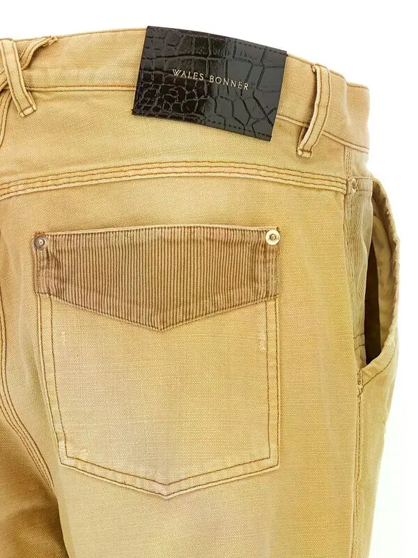WALES BONNER Sierra Corduroy-panel Canvas Trousers - Yellow