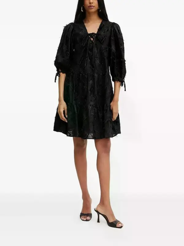 SILVIAN HEACH Lace-up Tiered Mini Dress