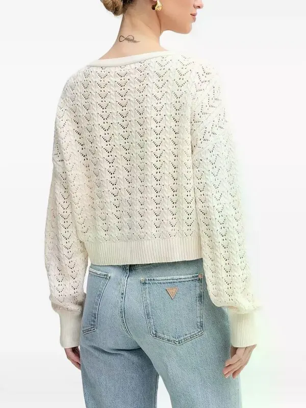 Guess Open-knit Tie-front Cardigan