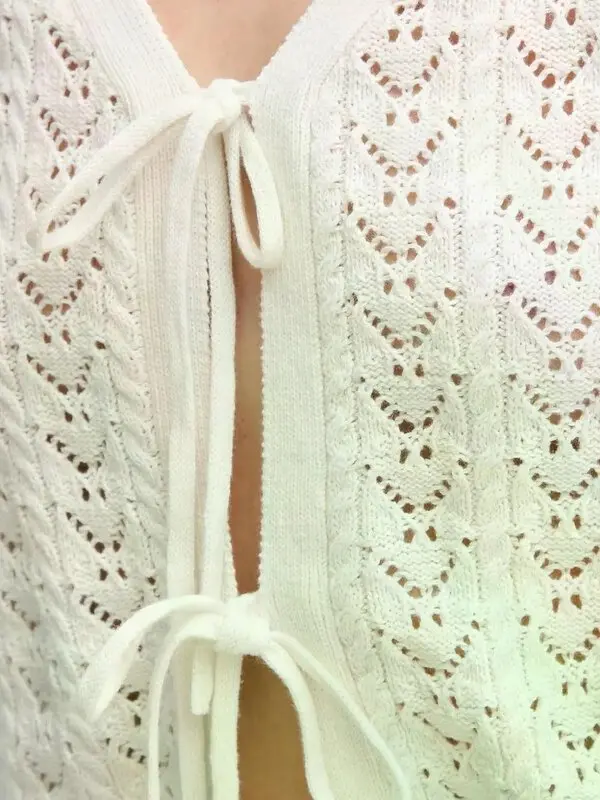 Guess Open-knit Tie-front Cardigan