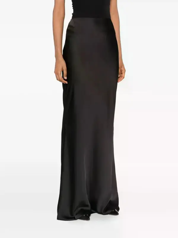 Norma Kamali Satin-finish Midi Skirt