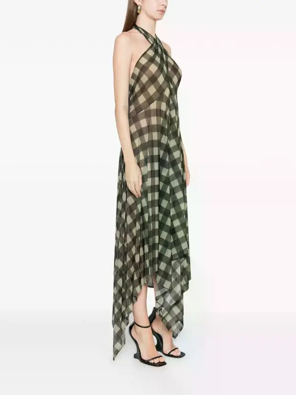 Norma Kamali Plaid Pleated Midcalf Dress