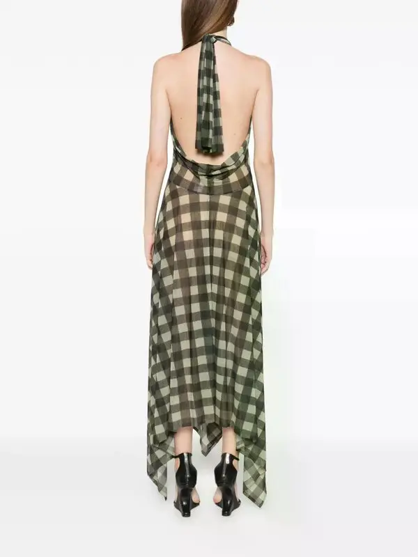 Norma Kamali Plaid Pleated Midcalf Dress