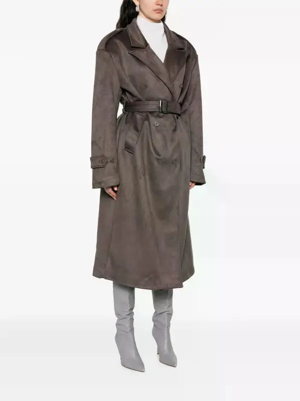 THE FRANKIE SHOP Pembroke Belted Double-breasted Trench Coat - Grey