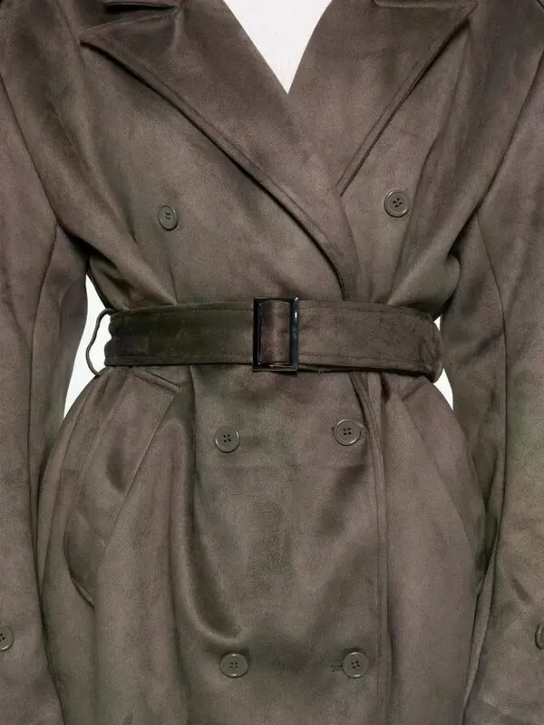 THE FRANKIE SHOP Pembroke Belted Double-breasted Trench Coat - Grey