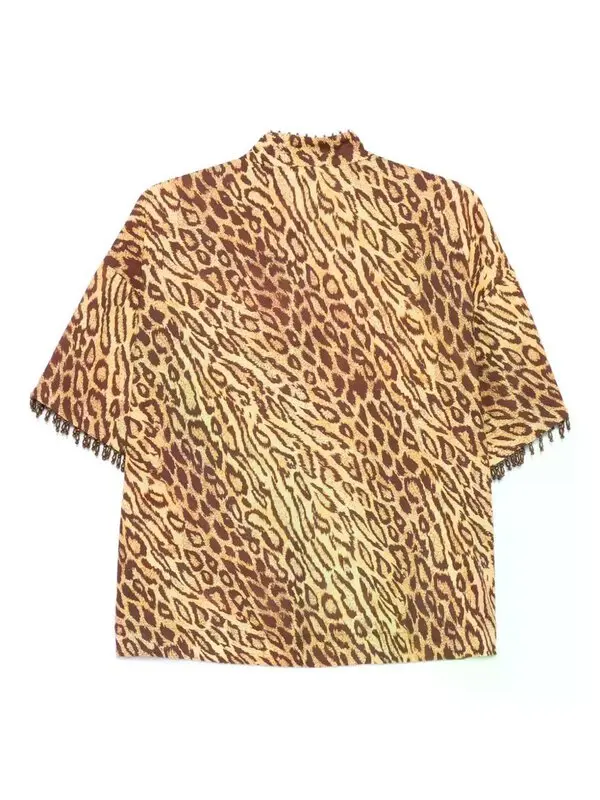 Zimmermann Leopard-print Beaded-cuff Blouse