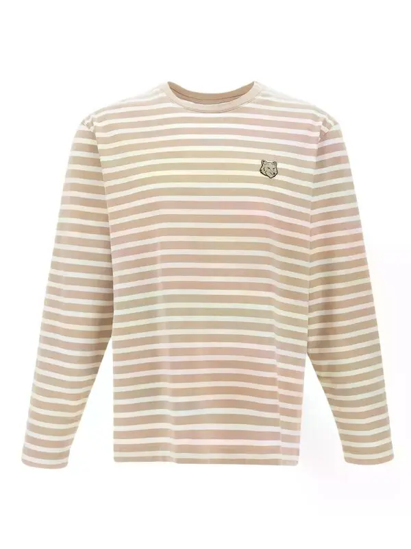 Maison Kitsuné Fox-head Striped Long-sleeve Top