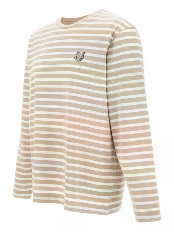 Maison Kitsuné Fox-head Striped Long-sleeve Top
