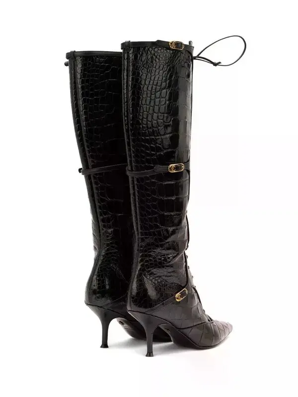 Roberto Cavalli Lace-up Crocodile-effect Boots