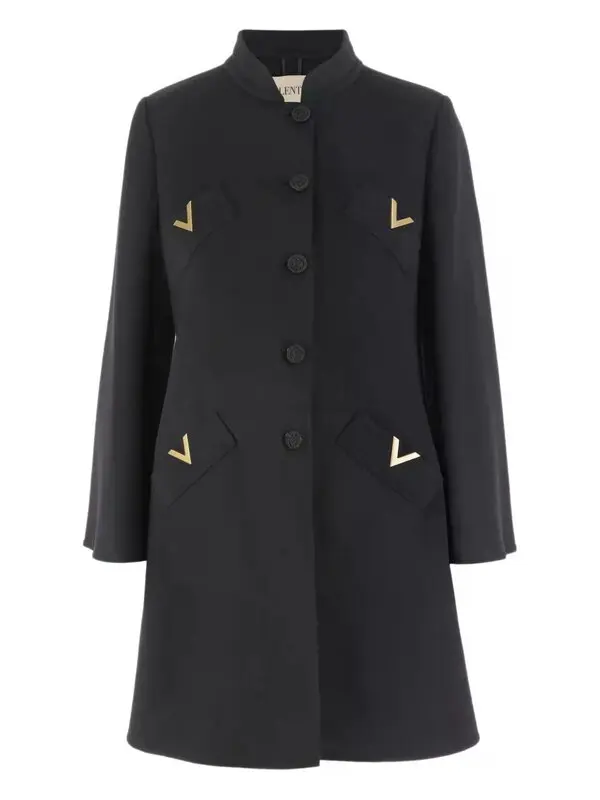 Valentino Garavani Compact Drap Coat With Embellishments - Black