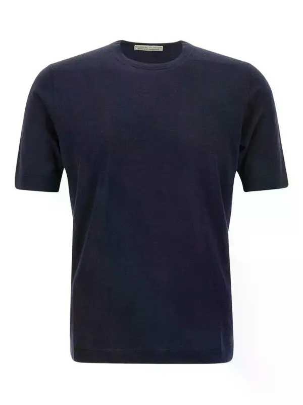 FILIPPO DE LAURENTIIS Ribbed-hem Short-sleeve Polo Shirt - Blue