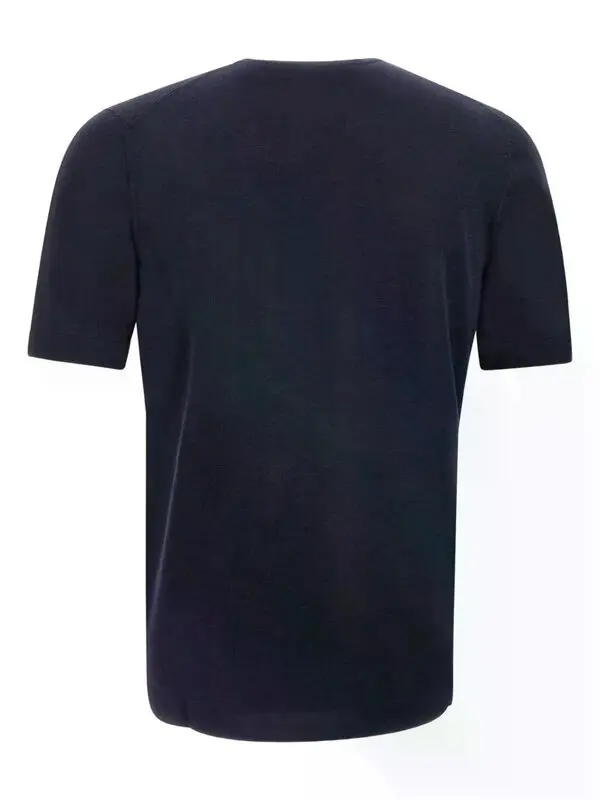 FILIPPO DE LAURENTIIS Ribbed-hem Short-sleeve Polo Shirt - Blue
