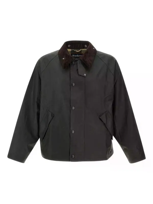 Barbour Transport Waxed Jacket With Corduroy Collar - Green