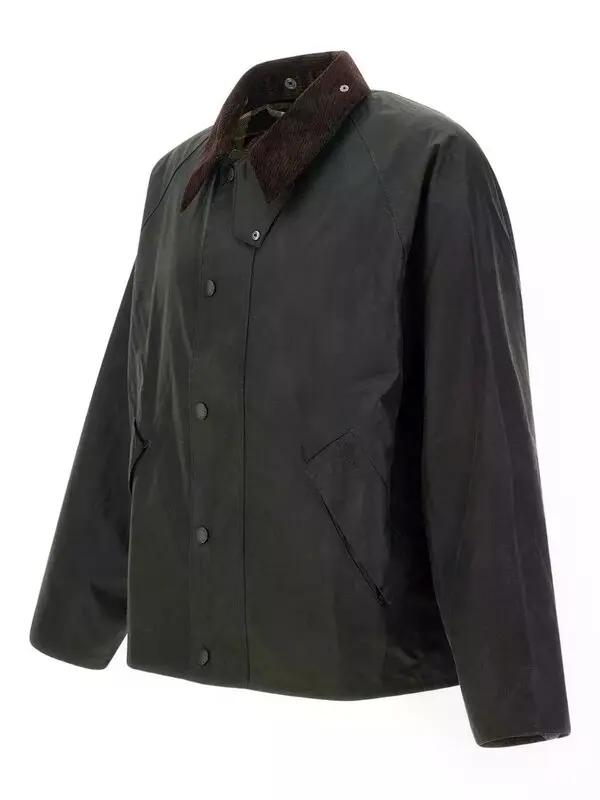 Barbour Transport Waxed Jacket With Corduroy Collar - Green
