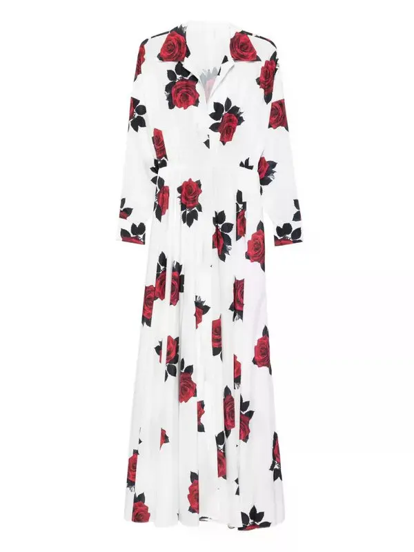 Norma Kamali Rose-print Maxi Dress - White