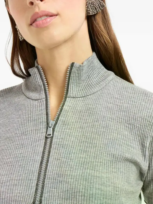 Brunello Cucinelli Ribbed Zip-neck Top