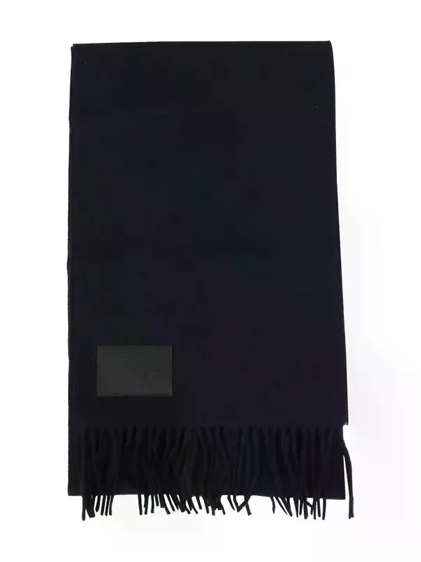 Hogan Fringed Logo-patch Scarf - Black