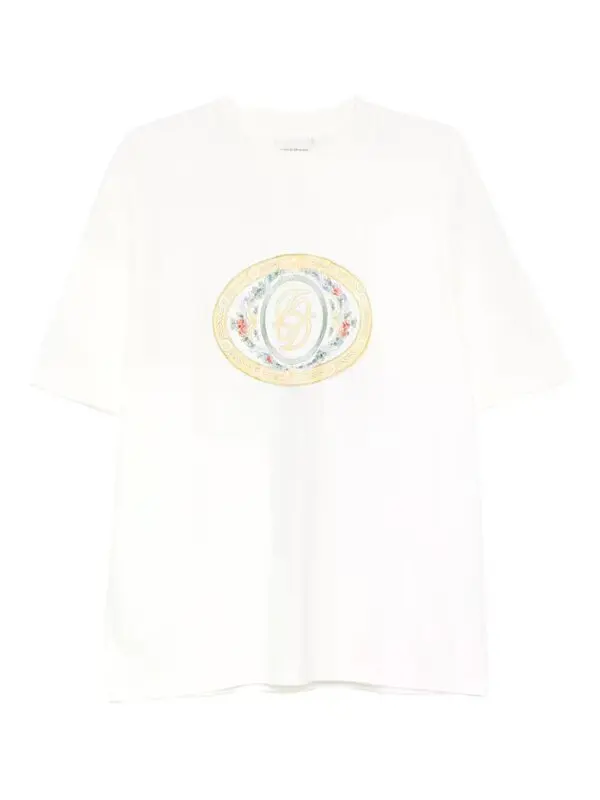 Drole De Monsieur Oval-frame Logo T-shirt - Neutrals