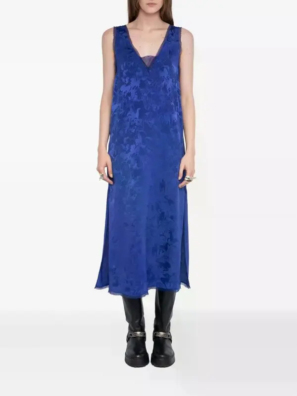 Zadig&Voltaire Lace Trim Midi Dress - Blue