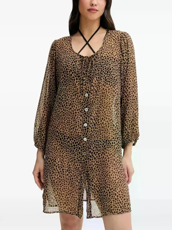 Michael Kors Leopard-print Button Blouse