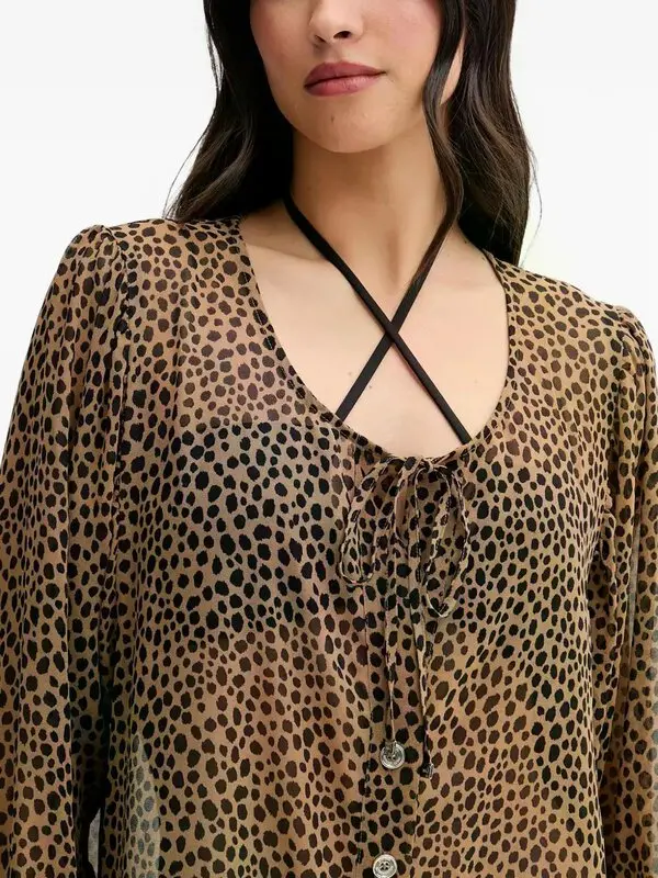 Michael Kors Leopard-print Button Blouse