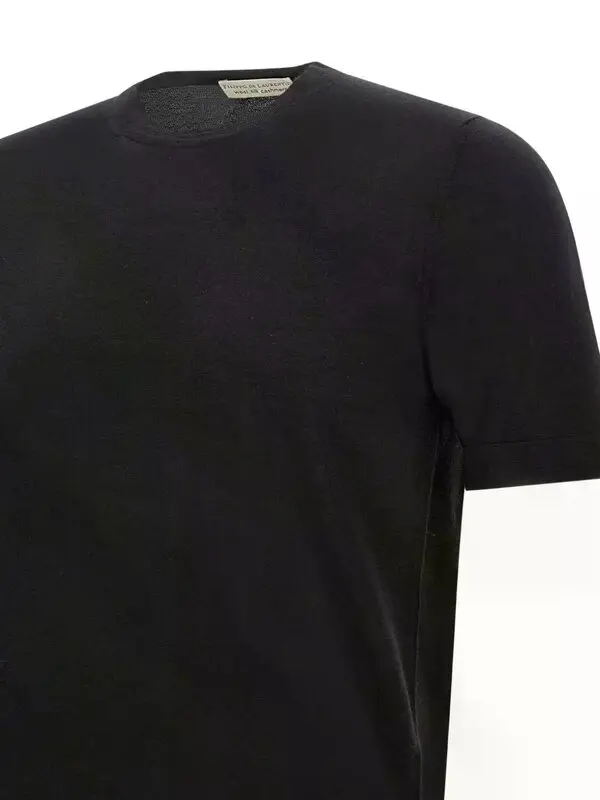 FILIPPO DE LAURENTIIS Short Sleeve Wool-blend T-shirt - Black